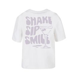 MISS TEE Damen T-Shirt "Miss Tee Shake Sip Smile Tee", wei&szlig;, Gr. XL, bedruckt, 100% Baumwolle, Shirts