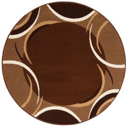 Teppich OTTO HOME, H:7mm &Oslash;:190cm, braun, Kunstfaser, Wohnzimmer, Teppiche, "Noah", mit Bord&uuml;re, Kurzflor, verspieltes Design, pflegeleicht, elegant