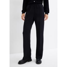 bonprix Damen Sweathose, schwarz, Gr. 36, Sweatware, Obermaterial: 48% Polyester, 48% Viskose, 4% Elasthan, Hosen, mit Biese, Regular Fit, mit