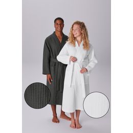 Unisex-Bademantel OTTO HOME, L:125cm, wei&szlig;, Baumwolle, Hausm&auml;ntel, "Inga, Waffelpiqu&eacute;, leicht, ideal f&uuml;r Sauna & Spa, Hotelbademantel", kleines