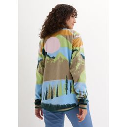 bonprix Damen Fleecejacke, bunt, Gr. 56, bedruckt, Fleece, Obermaterial: 100% Polyester, Jacken, l&auml;ssige Passform, aus 100% Polyester, mit