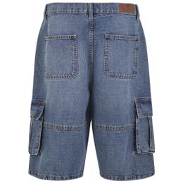Urban Classics Herren Shorts "Urban Classics Relaxed Denim Cargo Shorts"mid tiefblau washed, Gr. 32, unifarben, 100% Baumwolle, Hosen