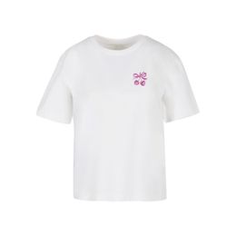 T-Shirt MISS TEE "Miss Tee Lucky Girl Syndrome Tee", Damen, Gr. L, wei&szlig;, 100% Baumwolle, bedruckt, oversize, Rundhals, Shirts T-Shirt