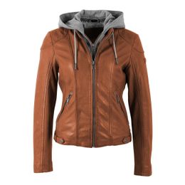 Mauritius Damen Lederjacke "MWAmmy", braun, Gr. S, unifarben, Obermaterial: 100% Schafsleder. Futter: 100% Polyester. Kapuze: 55% Baumwolle, 45%