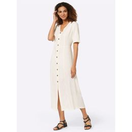 Casual Looks Damen Sommerkleid "Kleid", beige, Gr. 48, unifarben, Web, 55% Leinen, 45% Viskose, Kleider