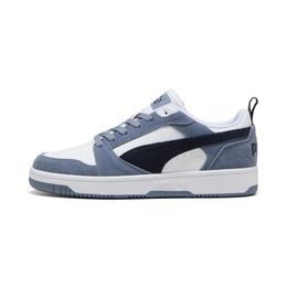 Puma Damen Sneaker "REBOUND V6 LOW SD", Gr. 40, blau, Leder, mehrfarbig, Schuhe, mit Leder-Obermaterial, mit SOFTFOAM+ Einlegesohle, sportlicher Stil