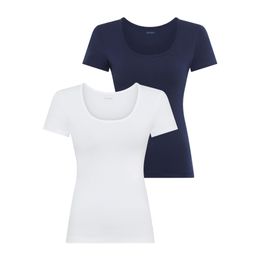 HUGO UNDERWEAR Damen T-Shirt, Gr. XXL, blau, Jersey, Obermaterial: 95% Baumwolle, 5% Elasthan, Basic, Shirts, regular fit, Rundhals