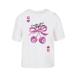 MISS TEE Damen T-Shirt "Miss Tee Lucky Girl Syndrome Tee", wei&szlig;, Gr. XS, bedruckt, 100% Baumwolle, Shirts