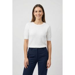 Freequent Damen Kurzarmpullover "FQDODO-PU-DOTTIE-SS", wei&szlig;, Gr. L, unifarben, Strick, Obermaterial: 100% Baumwolle, Pullover, mit sch&ouml;ner Struktur