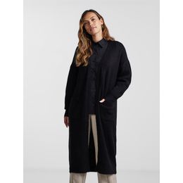 Y.A.S Damen Longstrickjacke "YASBALIS LS LONG KNIT CARDIGAN S. NOOS", schwarz, Gr. XS, unifarben, Strick, Obermaterial: 52% Polyester, 21% Polyacryl,