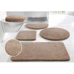Badematte OTTO HOME, H:32mm, beige, Kunstfaser, Badematten, "Merida, Badvorleger, Badezimmer Teppich", Badteppich, Uni Farben, rechteckig, rund & als