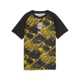 Trainingsshirt Puma "Borussia Dortmund Aufw&auml;rmtrikot Jugendliche", Jungen, Gr. 140, schwarz faster gelb, Obermaterial: 100% Polyester, regular fit, Rundhals, Shirts