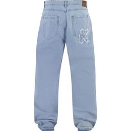 Karl Kani Herren Bequeme Jeans "Karl Kani KK Patch Baggy Five Pocket Denim"blau, Gr. 36, unifarben, 100% Baumwolle, Jeans