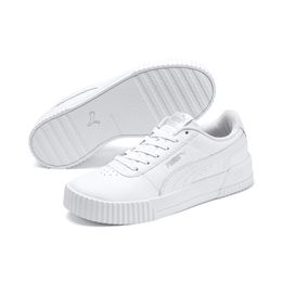 Puma Damen Sneaker "CARINA L", Gr. 36, wei&szlig;, Leder, unifarben, Schuhe, mit perforierten Details, rutschfeste Gummilaufsohle