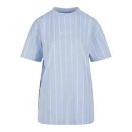Karl Kani Damen T-Shirt "Karl Kani Small Signature Essential Pinstripe Os Tee"lightblau, wei&szlig;, Gr. XS, gestreift, 100% Baumwolle, Shirts