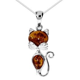 OSTSEE-SCHMUCK Damen Kette mit Anh&auml;nger "OSTSEE-SCHMUCK Kette mit Anh&auml;nger Katze Kette mit Anh&auml;nger Katze", 50cm, Silber 925 (Sterlingsilber), L: 42,