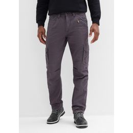 Cargohose bonprix, Damen, Gr. 62, N-Gr, schiefergrau, Web, Obermaterial: 100% Baumwolle, relaxed fit, Hosen Cargohose, aus Baumwolle, mit Rei&szlig;verschlussdetail, relaxed fit Passform