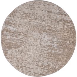 Teppich OTTO HOME, H:12mm &Oslash;:140cm, beige, Kunstfaser, Wohnzimmer, Teppiche, "Ariano, dezenter Glanz mit Hoch-Tief-Struktur", Vintage Design, Schrumpf