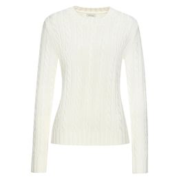 Lascana Damen Rundhalspullover, wei&szlig;, Gr. 40, unifarben, Strick, Obermaterial: 50% Baumwolle, 50% Polyacryl, Pullover, mit Zopfstrickmuster,