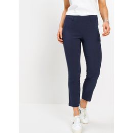 bonprix Damen 7/8-Hose, blau, festlich, Gr. 44, Web, Obermaterial: 73% Viskose, 23% Polyamid, 4% Elasthan, Hosen, aus elastischem Materialmix mit
