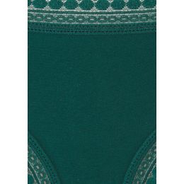 Lascana Damen Brasilslip, Gr. 44, gr&uuml;n, Jersey, Obermaterial: 95% Baumwolle, 5% Elasthan. Spitze: 90% Polyamid, 10% Elasthan, unifarben, Unterhosen,