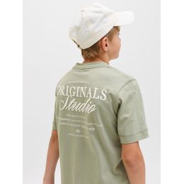 Jack & Jones Kinder T-Shirt "JORNORREBRO TYPO TEE SS CREW NECK SN JNR", gr&uuml;n, Gr. 152, JACK & JONES JUNIOR, bedruckt, Single Jersey, Obermaterial: 100% Baumwolle,