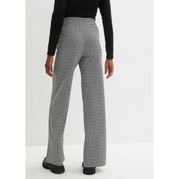 bonprix Damen Stretch-Hose, schwarz-wei&szlig;, festlich, Gr. 56, Web, Obermaterial: 65% Polyester, 30% Viskose, 5% Elasthan, Hosen, Stretch-Material, mit