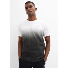 bonprix Herren T-Shirt, schwarz-wei&szlig;, Gr. 56, mehrfarbig, Jersey, Obermaterial: 100% Baumwolle, Shirts, Slim Fit Passform, Kurzarm, atmungsaktives