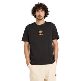 Timberland Herren T-Shirt "Print Stack Logo Short Sleeve Tee", schwarz, Gr. XL, unifarben, Single Jersey, Obermaterial: 100% Baumwolle, Shirts,