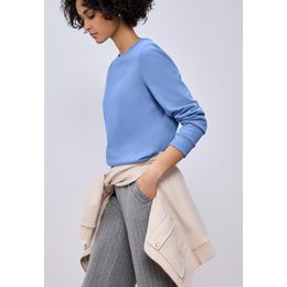 Street One Damen Sweatshirt, blau, Gr. 46, unifarben, Sweatware, 85% Baumwolle, 15% Polyester, Sweatshirts, mit Rundhalsausschnitt
