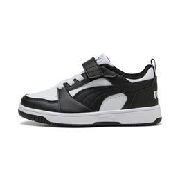 Puma M&auml;dchen Sneaker "REBOUND V6 LO AC+ PS", Gr. 30, schwarz-wei&szlig;, Synthetik, Schuhe, kn&ouml;chelhoher Schnitt, mit Klettverschluss, mit Gummilaufsohle