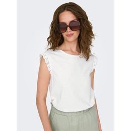 Jacqueline de Yong JDY Damen Shirttop "JDYSALVA LIFE S/L CROCHET TOP JRS", wei&szlig;, Gr. S, unifarben, Jersey, Obermaterial: 100% Baumwolle, Tops