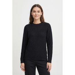 Freequent Damen Strickpullover "FQDODO", schwarz, Gr. M, unifarben, Strick, Obermaterial: 100% Baumwolle, Pullover, mit feinster Lochstickerei