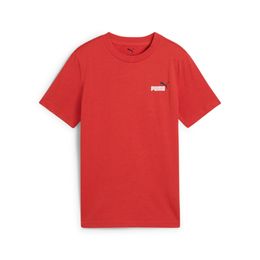 Puma Jungen T-Shirt "ESS 2 COLOR SMALL NO. 1 LOGO TEE B", rot, Gr. 140, unifarben, Jersey, Obermaterial: 100% Baumwolle, Shirts, Regular Fit, f&uuml;r