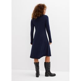 bonprix Damen Strickkleid "Strickkleid in ausgestellter Form", blau, Gr. 56, Obermaterial: 50% Baumwolle, 50% Polyacryl, Kleider, f&uuml;r den Alltag, aus