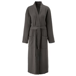 Bademantel OTTO HOME, L:120cm, grau, Musselin, Hausm&auml;ntel, "Juna Musselin, ideal f&uuml;r Sauna & Spa, Hotelbademantel, Morgenmantel", modern, leichte
