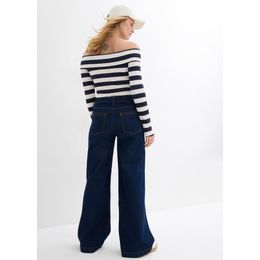 bonprix Damen Weite Jeans, blau, Gr. 52, Denim/Jeans, Obermaterial: 99% Baumwolle, 1% Elasthan, Jeans, mittlerer Bund, mit Elasthan-Anteil, aus