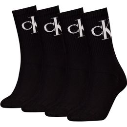 Damen Socken "CKJ WOMEN SOCK 4P MONOGRAM ECOMM", Calvin Klein Jeans, Gr. 39, schwarz, Baumwollmischung, Socken