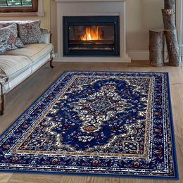 Teppich OTTO HOME, B:190cm H:7mm L:280cm, blau, Kunstfaser, Wohnzimmer, Teppiche, "Oriental, Made in Belgium", Orient-Optik, mit Bord&uuml;re, Teppich,