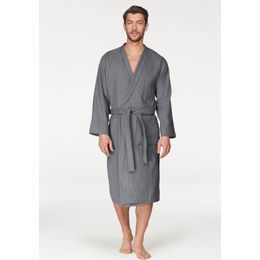 Unisex-Bademantel OTTO HOME, L:125cm, grau, Leichtfrottee, Hausm&auml;ntel, "Travel, ideal f&uuml;r Sauna & Spa, Hotelbademantel, Morgenmantel", f&uuml;r Damen &
