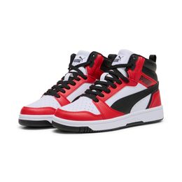Puma M&auml;dchen Sneaker "REBOUND V6 MID JR", Gr. 38,5, bunt, Synthetik, Schuhe, kn&ouml;chelhoch, retro-inspiriertes Design, mit SOFTFOAM+ D&auml;mpfung
