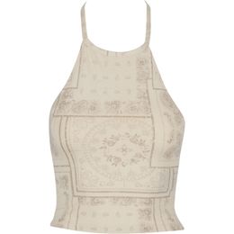 Karl Kani Damen Tanktop "Karl Kani Signature Paisley Neckholder Top"beige, Gr. XL, Paisley, 95% Baumwolle, 5% Elasthan, Tops