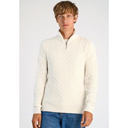 LINDBERGH Herren Troyer "Troyer Relaxed Fit", wei&szlig;, Gr. L, unifarben, Obermaterial: 60% Baumwolle, 40% Polyester, Pullover