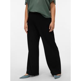 Vero Moda CURVE Damen Anzughose "VMCBERLIN ZAMIRA MW WIDE PANT CUR", schwarz, Gr. 46, unifarben, Web, Obermaterial: 95% Polyester, 5% Elasthan, Hosen
