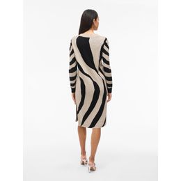 Vila Damen Midikleid "VITIF CREWNECK KNIT MIDI DRESS- NOOS", beige, Gr. S, gemustert, Feinstrick, Obermaterial: 50% Viskose, 28% Polyester, 22%