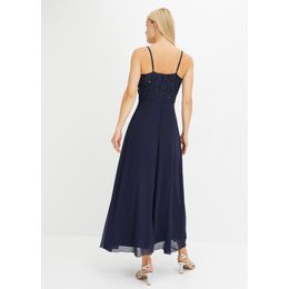 bonprix Damen Tr&auml;gerkleid "Tr&auml;gerkleid mit Paillettenstickerei"dunkelblau (l&auml;nge: regul&auml;r), festlich, Gr. 48, Obermaterial: 100% Polyester. Futter: