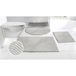 Badematte OTTO HOME, H:15mm, grau, Polyester, Badematten, "Ognon, Scandi, Boho, modernes Muster", Badteppich, Uni Farben, Hoch-Tief-Effekt