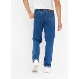 bonprix Herren Regular-fit-Jeansblau denim (l&auml;nge: regul&auml;r), Gr. 64, Abriebeffekte, unifarben, Denim/Jeans, Obermaterial: 99% Baumwolle, 1% Elasthan,