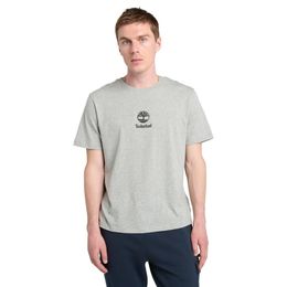 Timberland Herren T-Shirt "Print Stack Logo Short Sleeve Tee", grau, Gr. S, unifarben, Single Jersey, Obermaterial: 100% Baumwolle, Shirts,