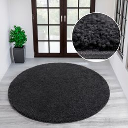 Hochflor-Teppich OTTO HOME, H:30mm &Oslash;:140cm, grau, Kunstfaser, Teppiche, "Viva Shaggy, in Standard- und Premium-Qualit&auml;t, 30 mm oder 45 mm H&ouml;he", Uni